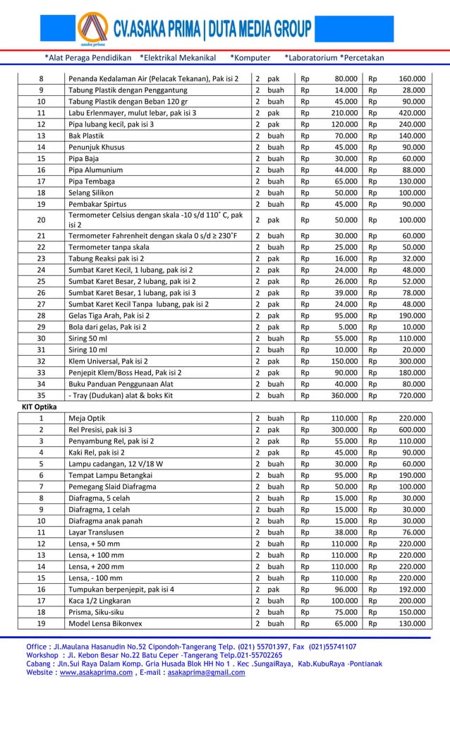 Rab alat lab ipa smp dak 2014, | PDF