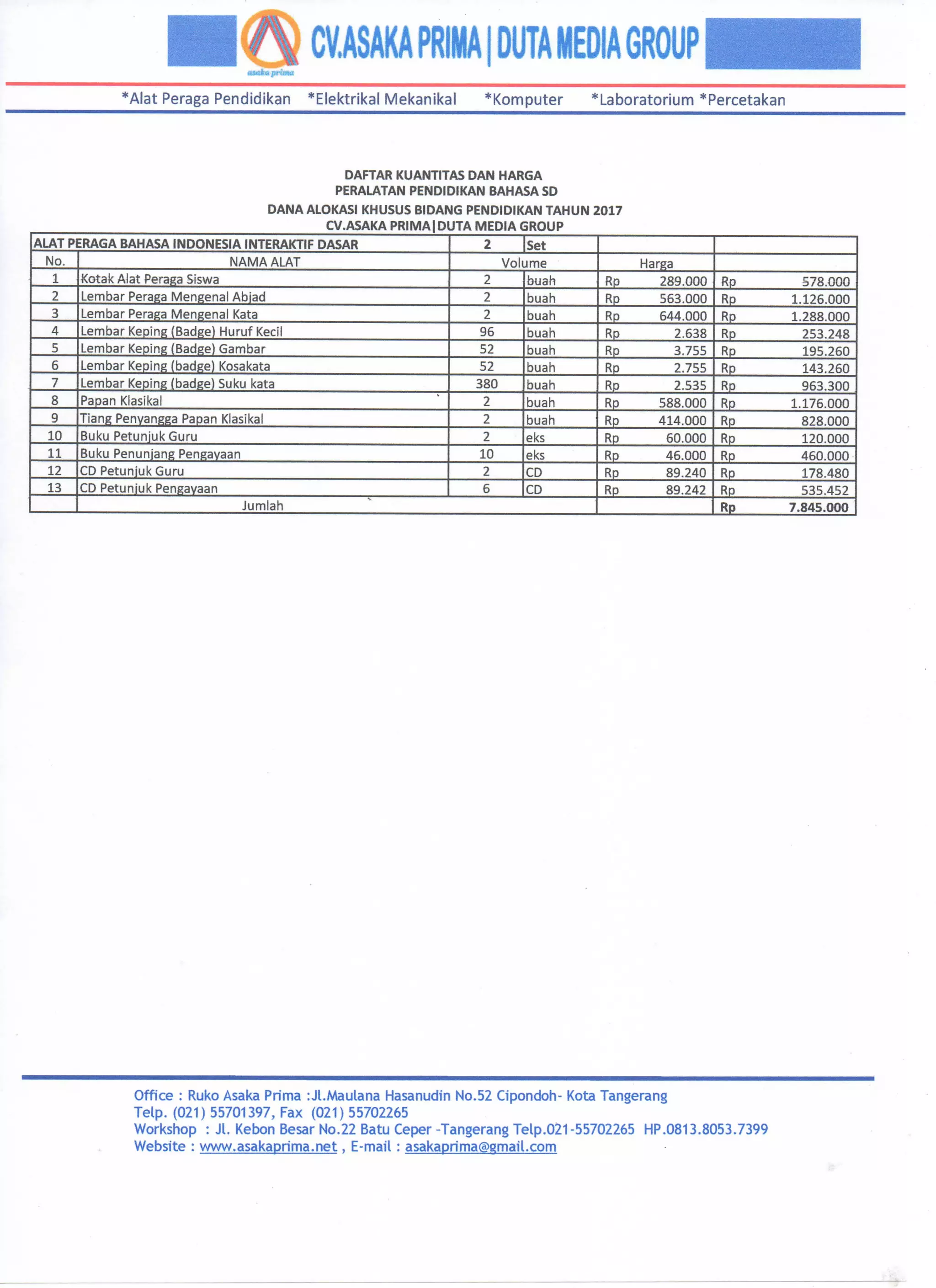 #Rab bahasa sd 2017 cv.asaka prima | PDF