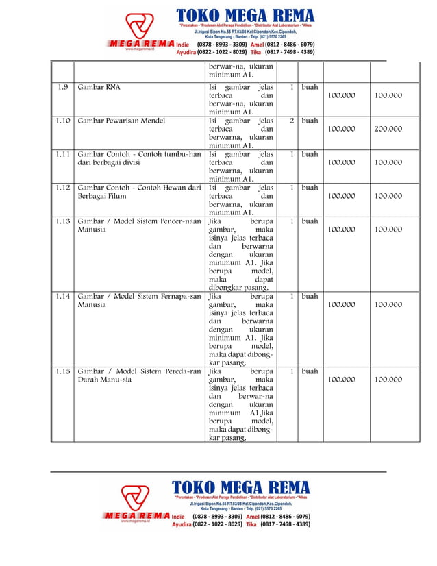 KATALOG ALAT PERAGA LABORATORIUM IPA BIOLOGI SMA SMK SMP 2021 | PDF