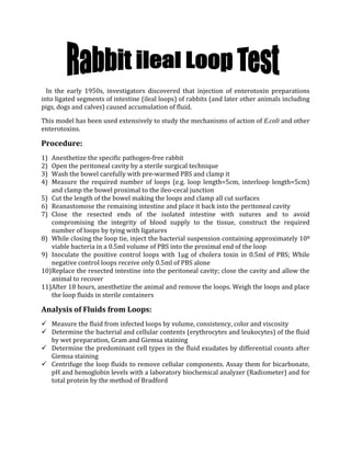 Rabbit ileal loop test | DOCX