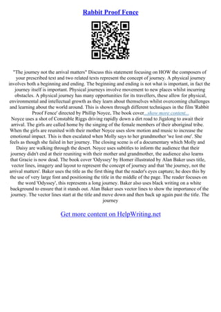 Rabbit Proof Fence Essay | PDF