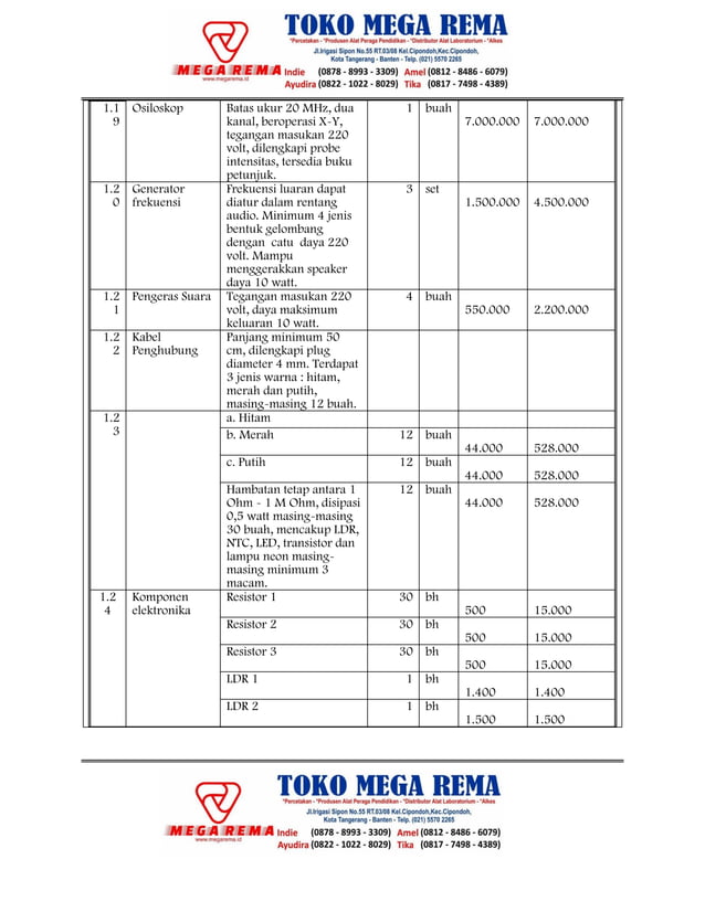 KATALOG ALAT PERAGA LABORATORIUM IPA FISIKA SMA SMK SMP 2021 | PDF