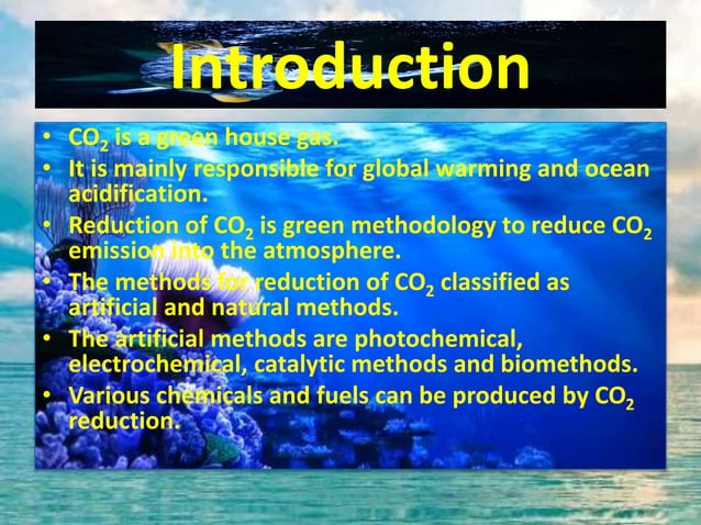 reducation of co2 and its application to environment. | PPTX ...