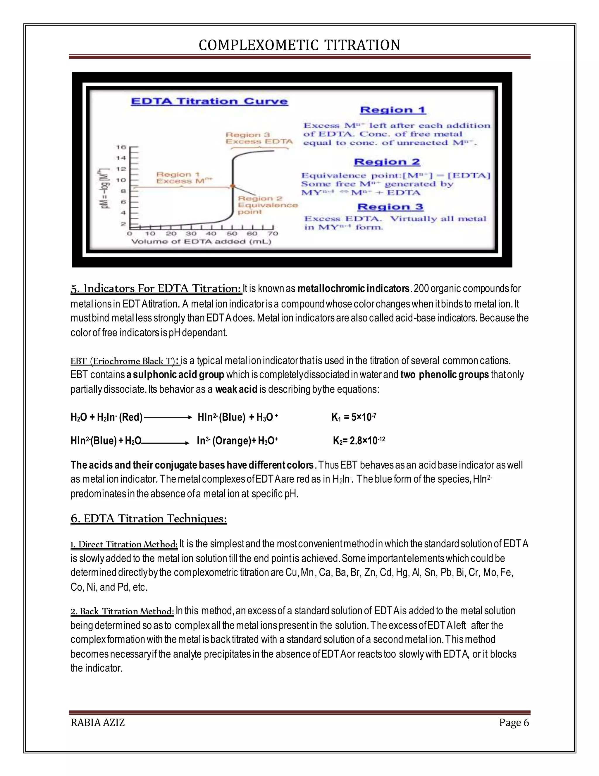 complexometric titration, general chemistry assignment | DOCX