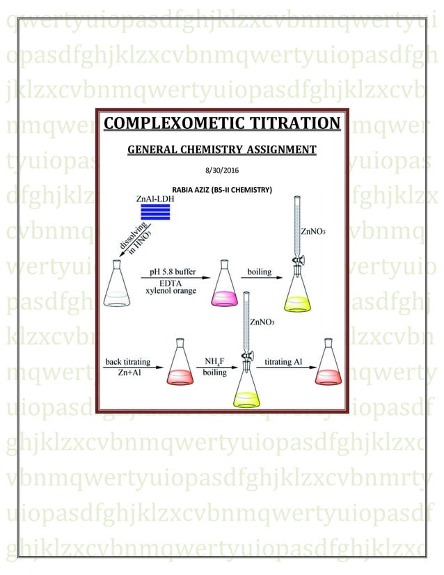 complexometric titration, general chemistry assignment | DOCX