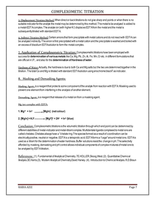 complexometric titration, general chemistry assignment | DOCX