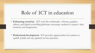 Role of ICT in education and it's challenges | PPTX | IT and Internet ...