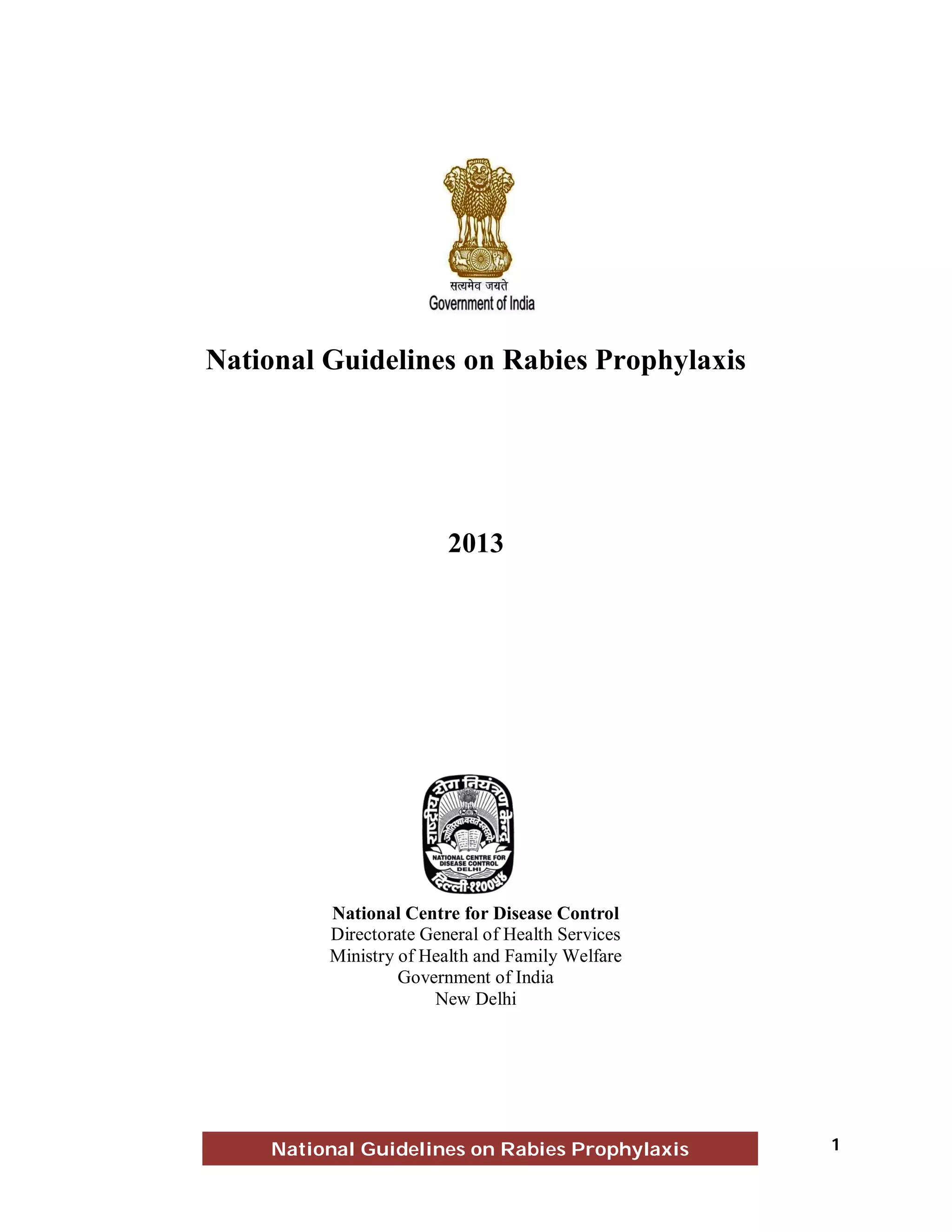 National Guidelines on Rabies Prophylaxis 2013 | PDF