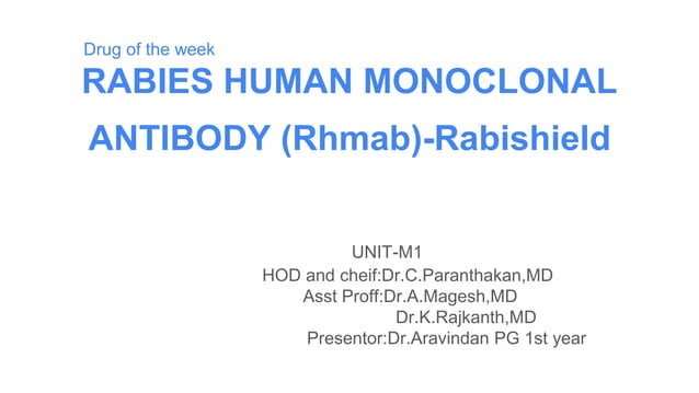 RABIES HUMAN MONOCLONAL ANTIBODY (Rhmab)-Rabishield.pptx | Infectious ...