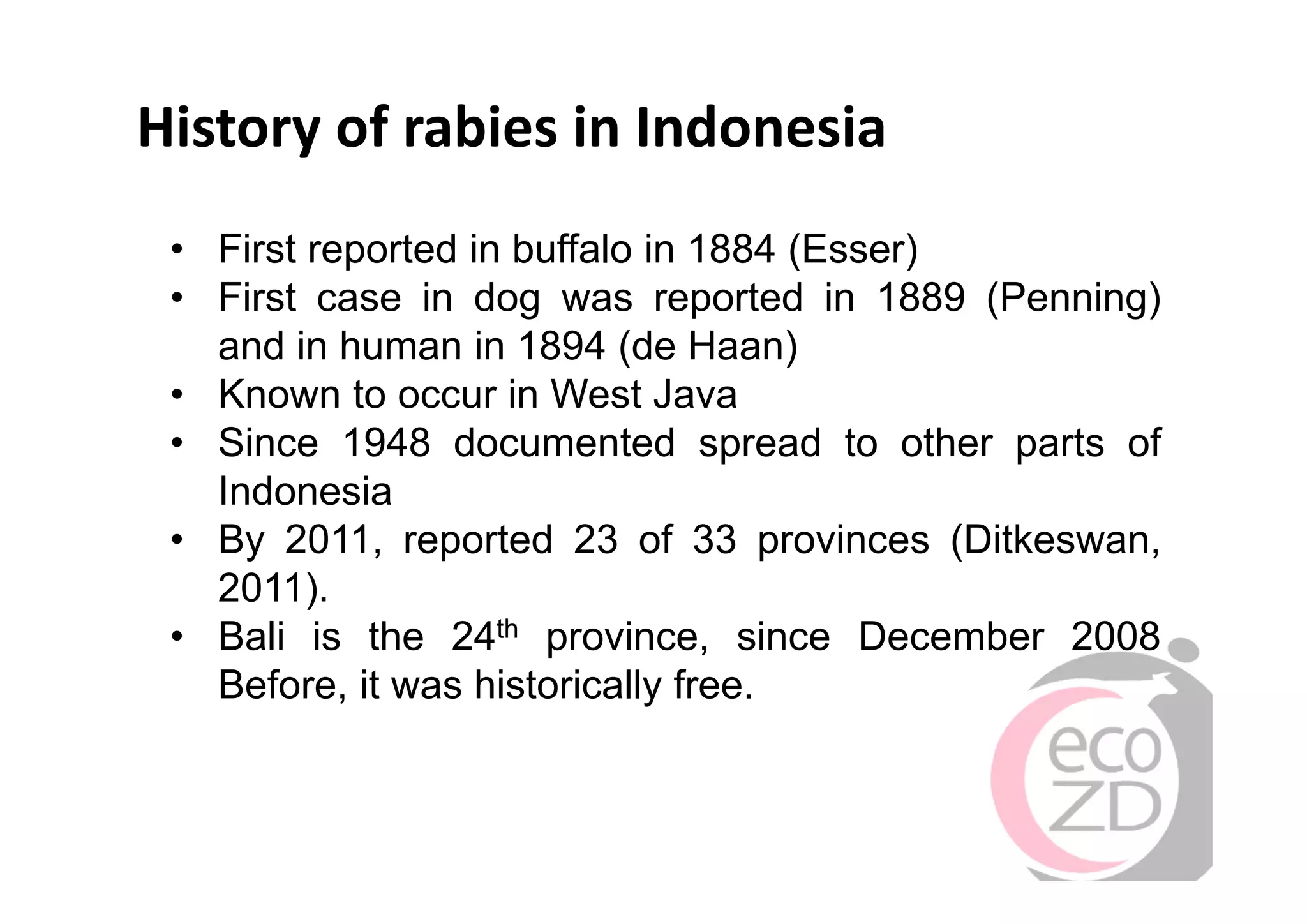 Rabies in Bali: A chronology and experience made with an EcoHealth ...