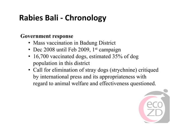 Rabies in Bali: A chronology and experience made with an EcoHealth ...