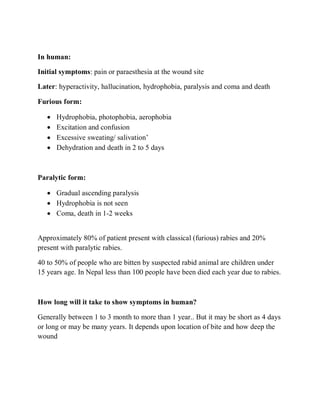 Rabies its transmission, clinical features and prevention | PDF