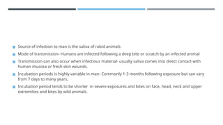 Rabies ppt. Definition, clinical features, epidemiology, treatment | PPTX