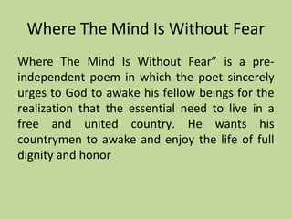 where the mind without fear | PPT