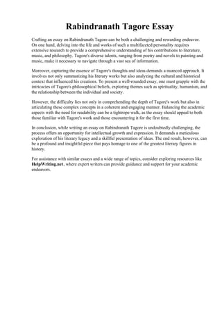Rabindranath Tagore Essay | PDF