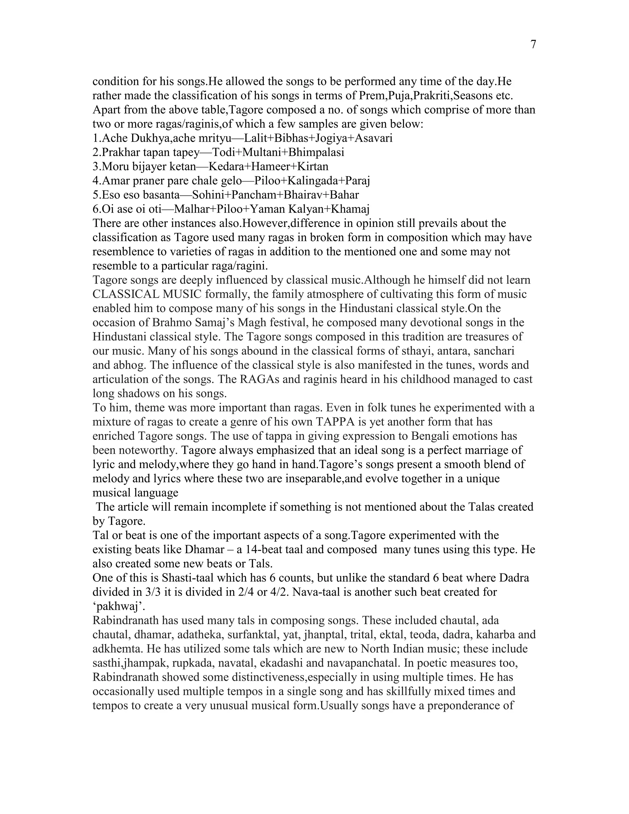 Rabindranath Tagore& Indian Classical Music July,2010 | PDF