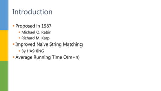 Rabin Karp - String Matching Algorithm | PPTX