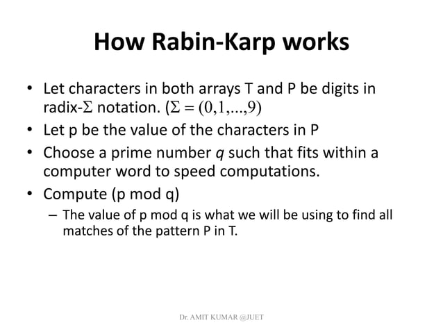 Rabin karp string matcher | PDF