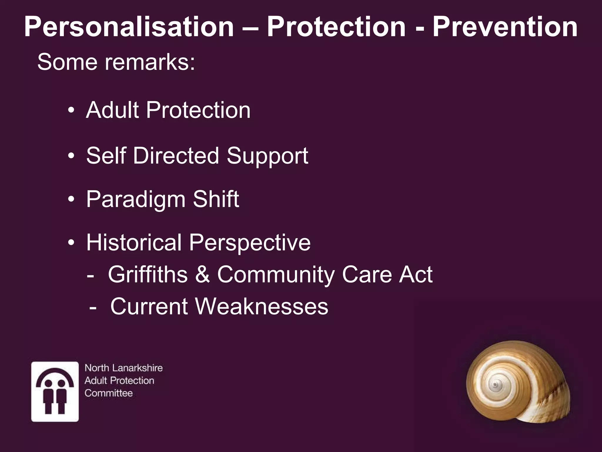 Personalisation – Protection - Prevention - Rab Murray | PPT