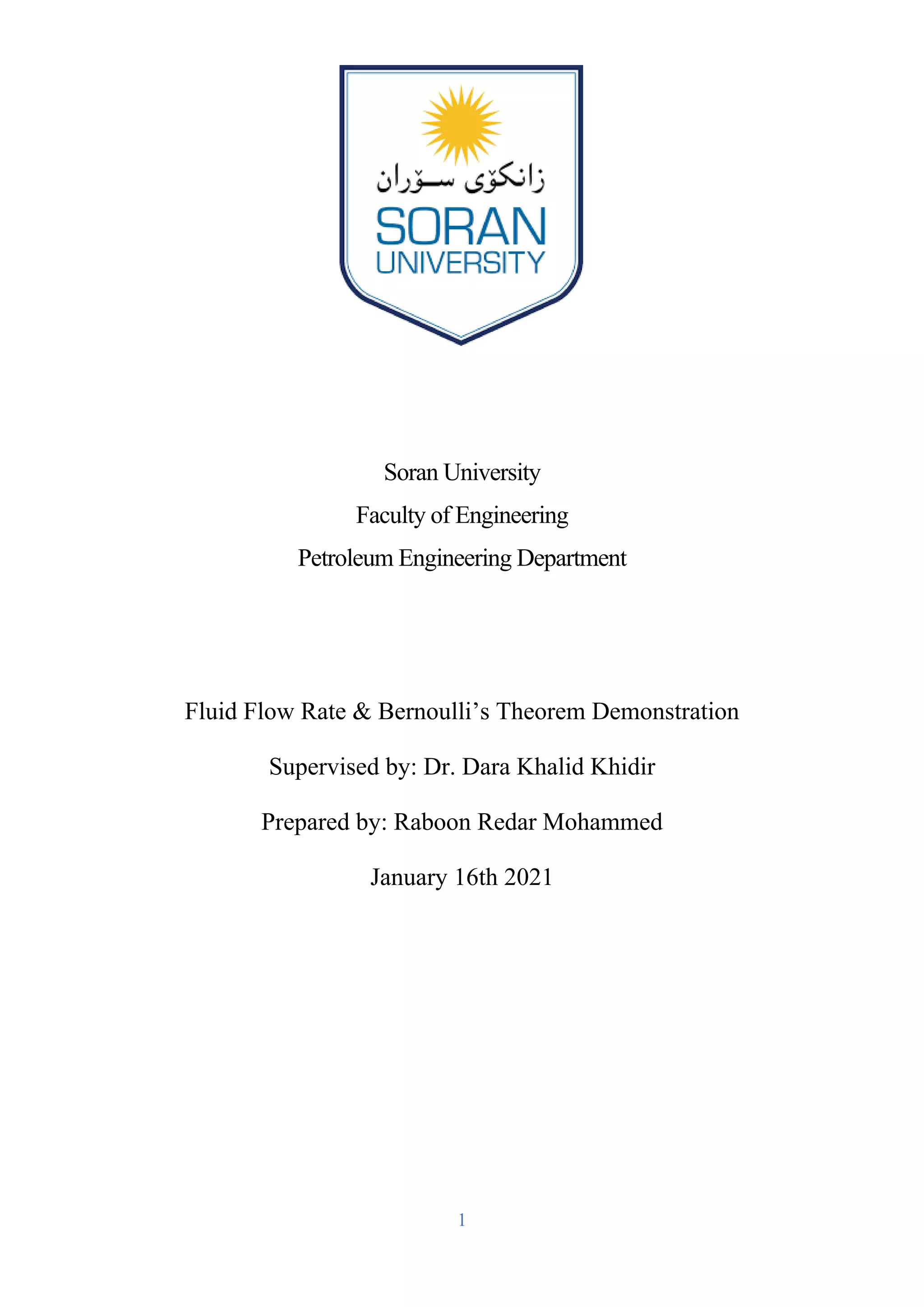 Fluid Flow Rate & Bernoulli’s Theorem Demonstration | PDF Fluid Flow Rate & Bernoulli’s Theorem Demonstration | PDF