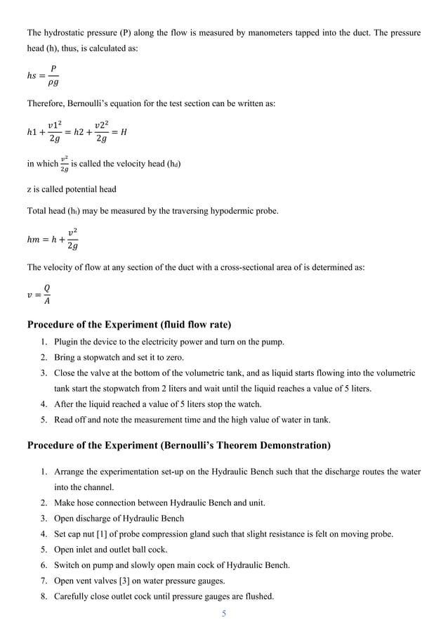 Fluid Flow Rate & Bernoulli’s Theorem Demonstration | PDF Fluid Flow Rate & Bernoulli’s Theorem Demonstration | PDF
