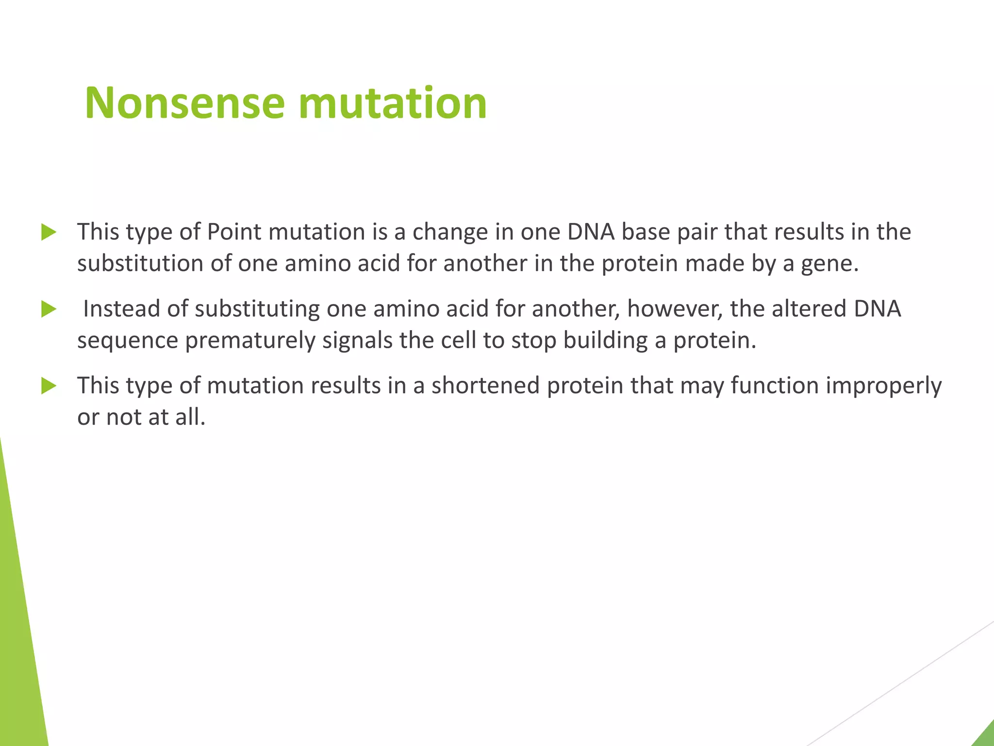 Missense mutation and non-sense mutation (molecular biology) | PPTX