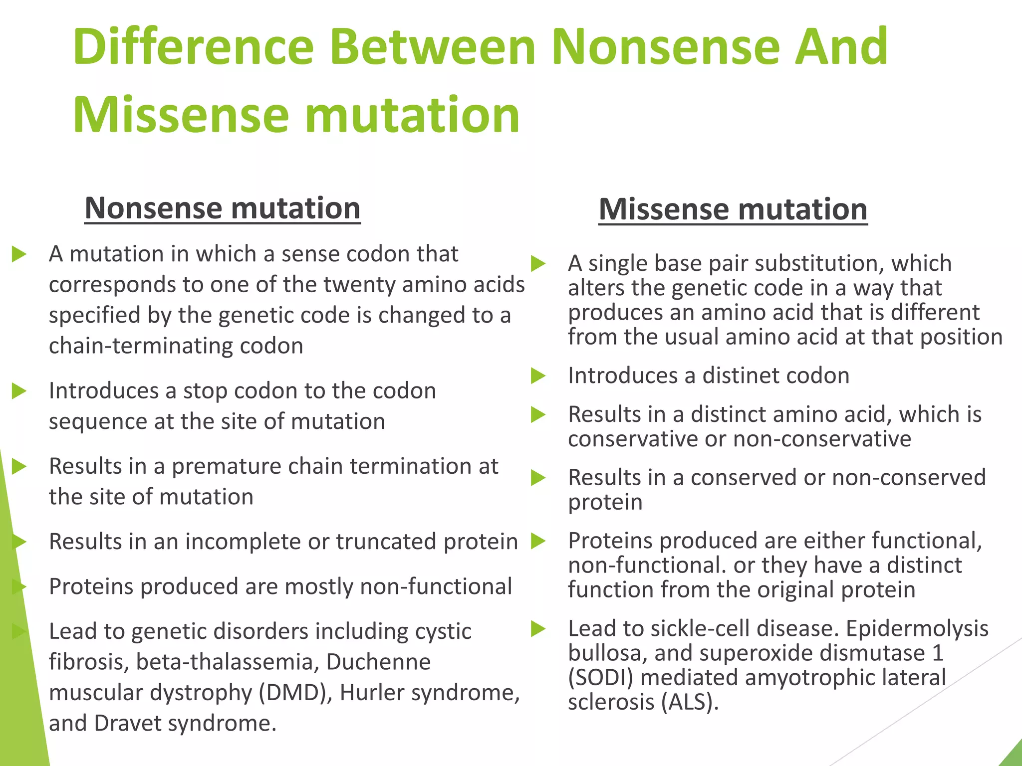Missense mutation and non-sense mutation (molecular biology) | PPTX
