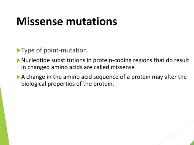 Missense mutation and non-sense mutation (molecular biology) | PPTX