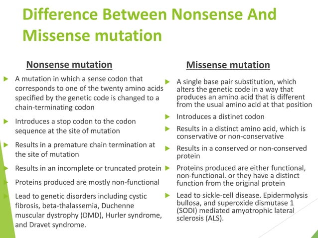 Missense mutation and non-sense mutation (molecular biology) | PPTX