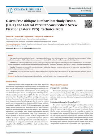 C-Arm Free Oblique Lumbar Interbody Fusion (OLIF) and Lateral Percutaneous Pedicle Screw ...