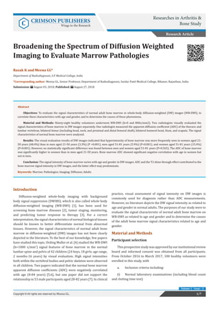 Broadening the Spectrum of Diffusion Weighted Imaging to Evaluate Marrow Pathologies | PDF