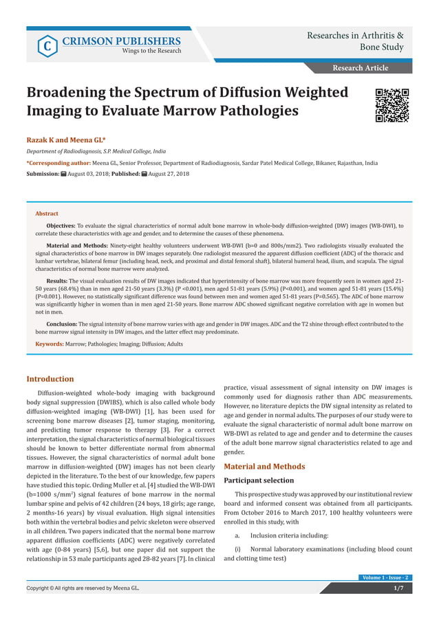 Broadening the Spectrum of Diffusion Weighted Imaging to Evaluate ...