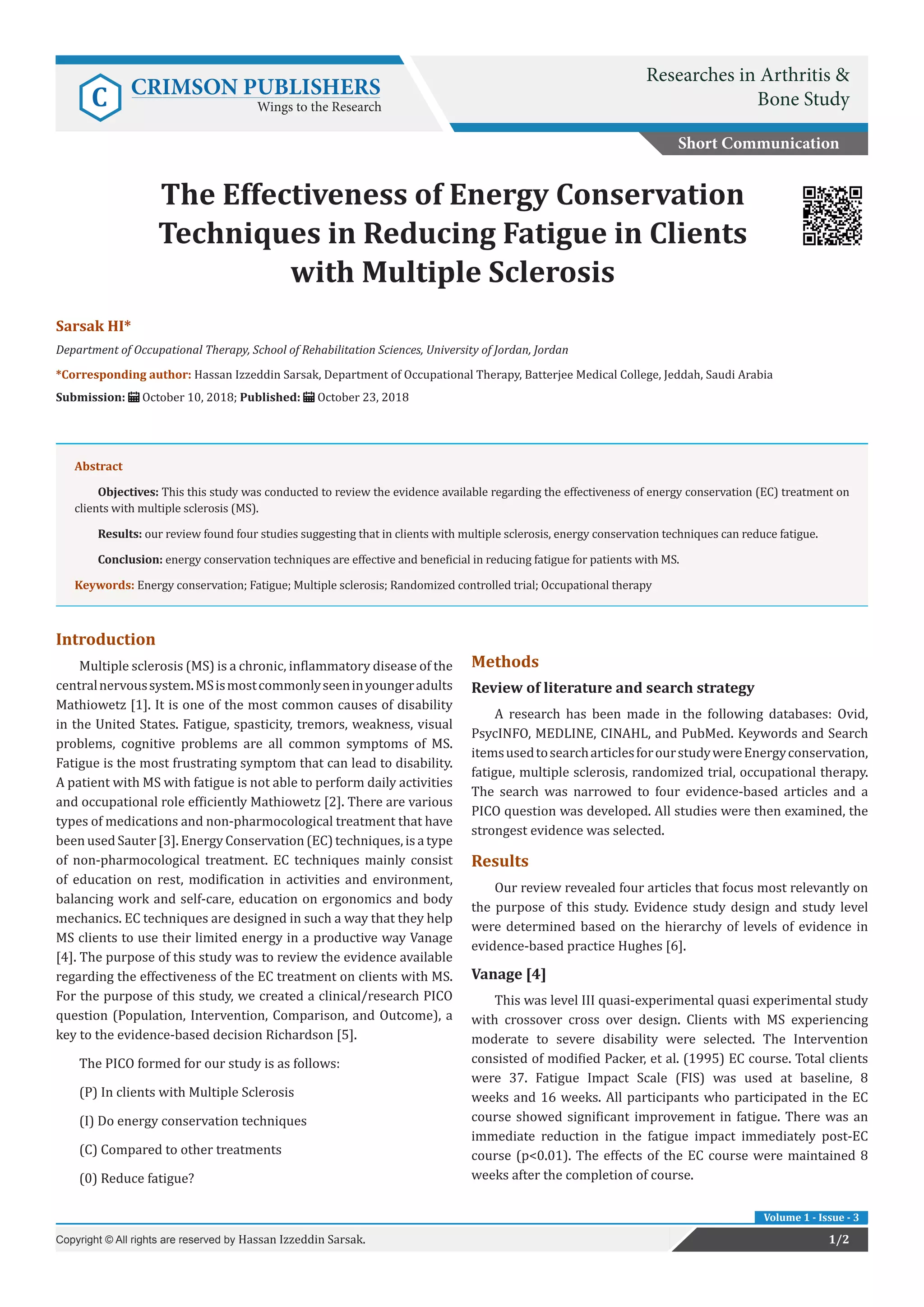 The Effectiveness of Energy Conservation Techniques in Reducing Fatigue ...