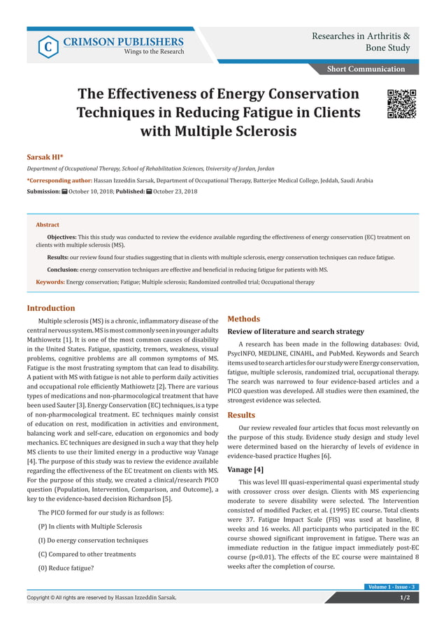 The Effectiveness of Energy Conservation Techniques in Reducing Fatigue ...