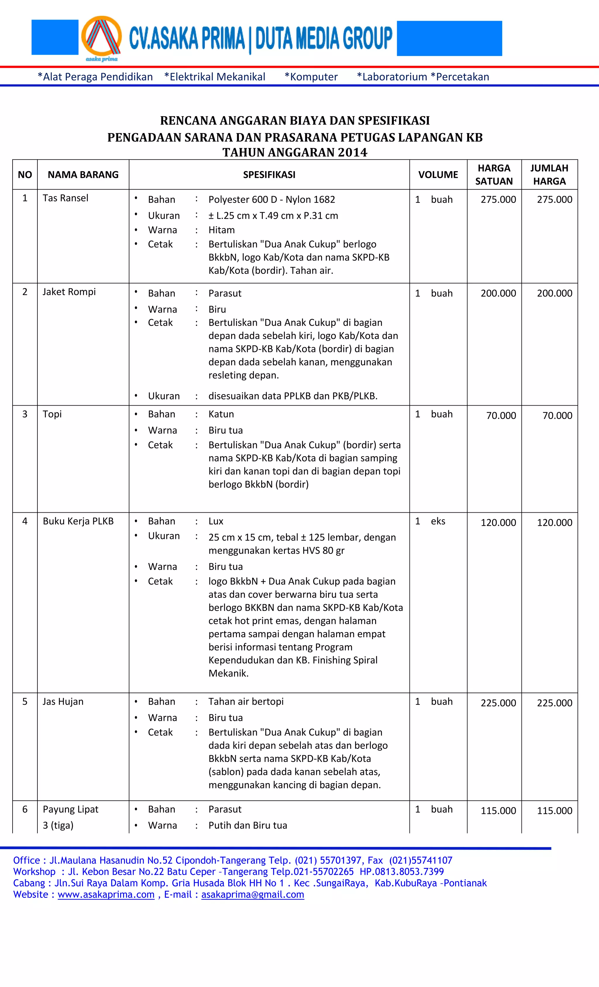 Rab sarana prasarana plkb bk kb n 2014~ | PDF
