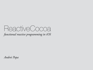 ReactiveCocoa - Functional Reactive Programming concepts in iOS | PDF