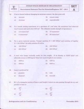 isro questions mechanical refrigeration and AC | PDF
