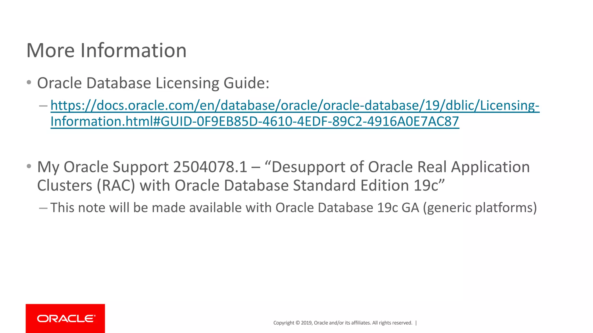 Oracle RAC 19c with Standard Edition (SE) 2 - Support Update | PDF