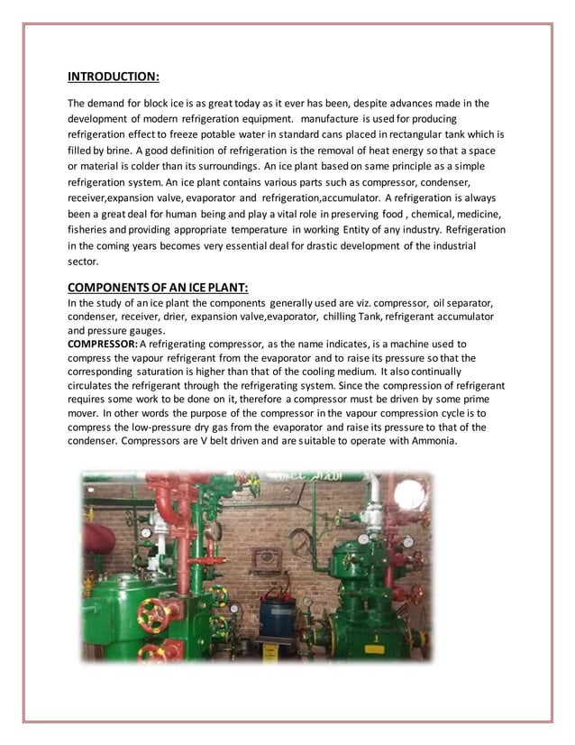 ice plant factory report | DOCX | Chemistry | Science
