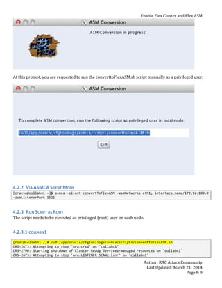 RACATTACK Lab Handbook - Enable Flex Cluster and Flex ASM | PDF