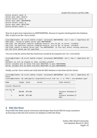 RACAttack 12c Advanced Lab: Server Pools and Policy-managed databases | PDF