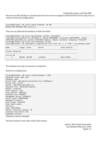 RACAttack 12c Advanced Lab: Server Pools and Policy-managed databases | PDF