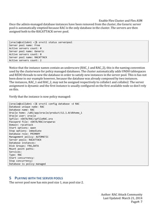 RACAttack 12c Advanced Lab: Server Pools and Policy-managed databases | PDF