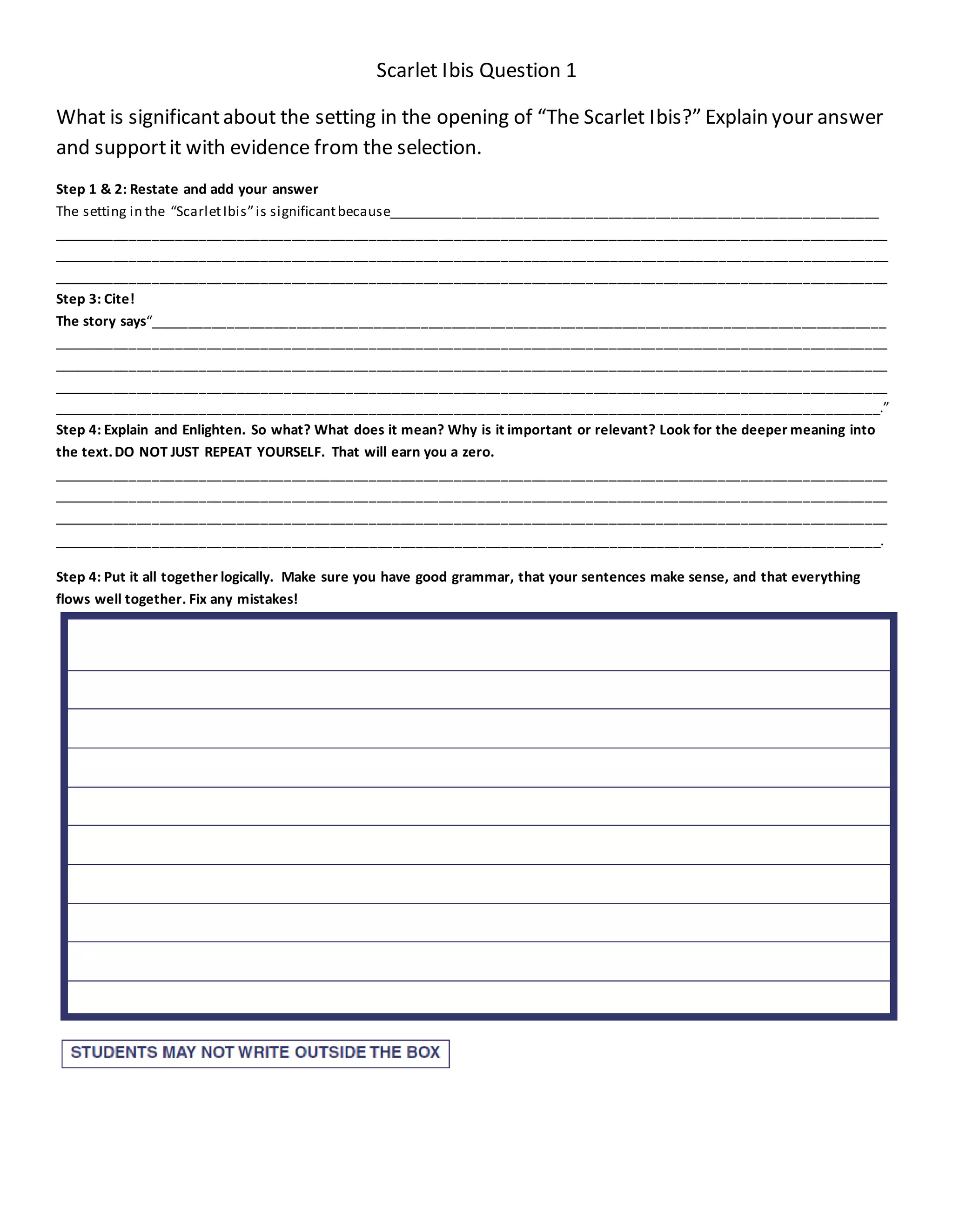 Race scarlet ibis graphic organizer | DOCX