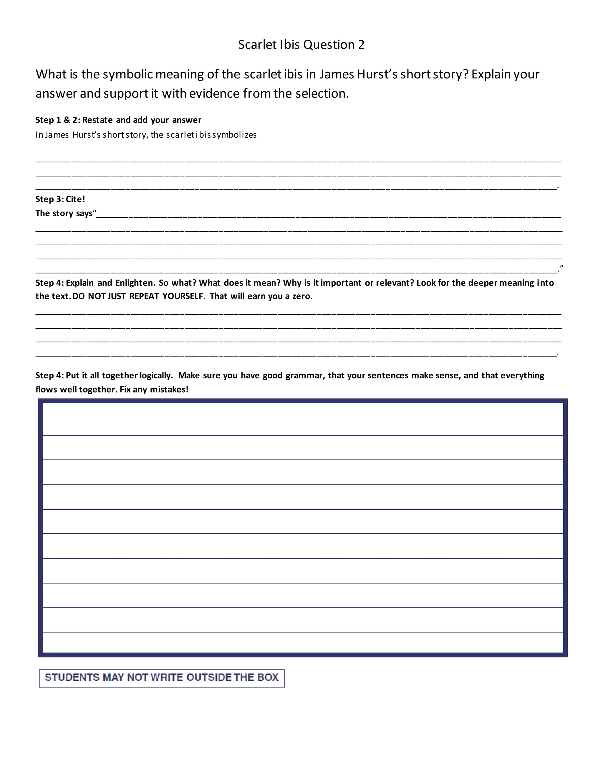 Race scarlet ibis graphic organizer | DOCX