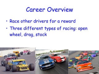 Race car driving powerpoint for miss hipp's reading class | PPT