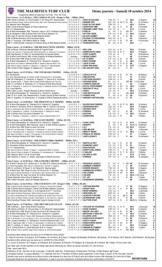 Mauritius Horse Racing Programme- 34ème journée - Samedi 18 octobre ...