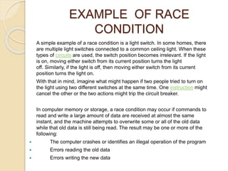 RACE CONDITION, DEADLCKS AND SEMAPHORE PRESENTATION | PPTX