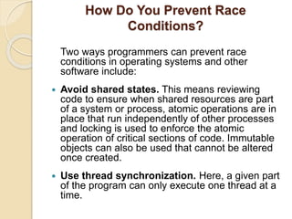RACE CONDITION, DEADLCKS AND SEMAPHORE PRESENTATION | PPTX