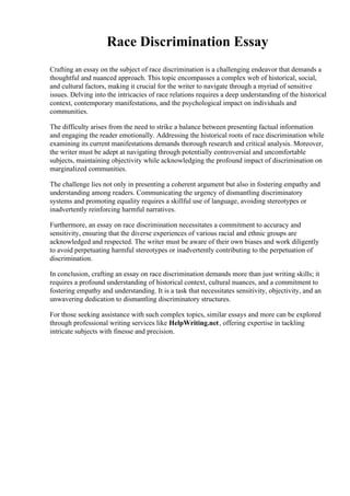Race Discrimination Essay | PDF